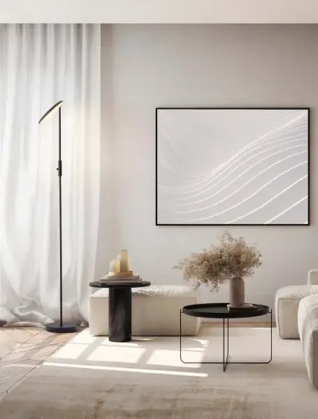 LED stmívatelná černá stojací lampa Notos