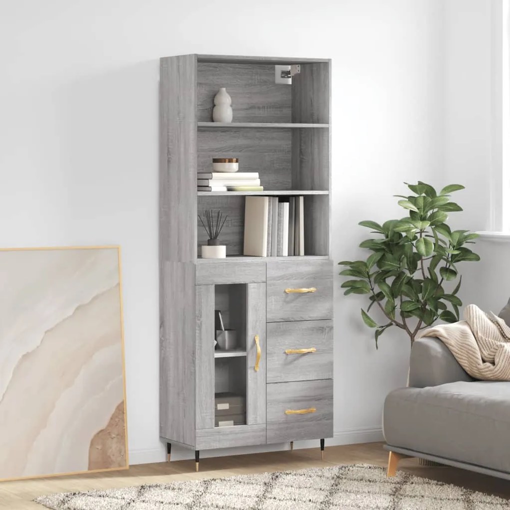Skříň highboard šedá sonoma 69,5 x 34 x 180 cm kompozitní dřevo 3189491