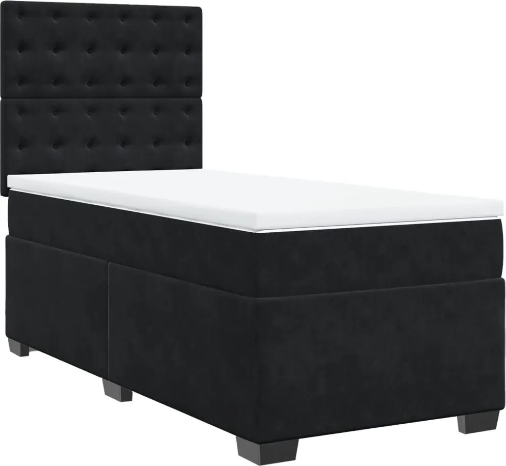 Box spring postel s matrací černá 100x200 cm samet 3293148