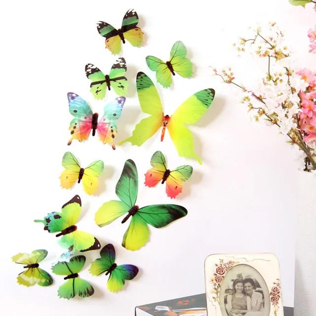 Dekorace - samolepky na okno - 3D motýlci (12 ks) Barva: M-12PC