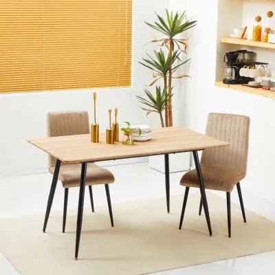 HOMCOM jídelní stůl ve skandinávském designu, kuchyňský stůl, pro 4 osoby, vzhled dřeva, 140 cm x 80 cm x 76 cm, přírodní + černá