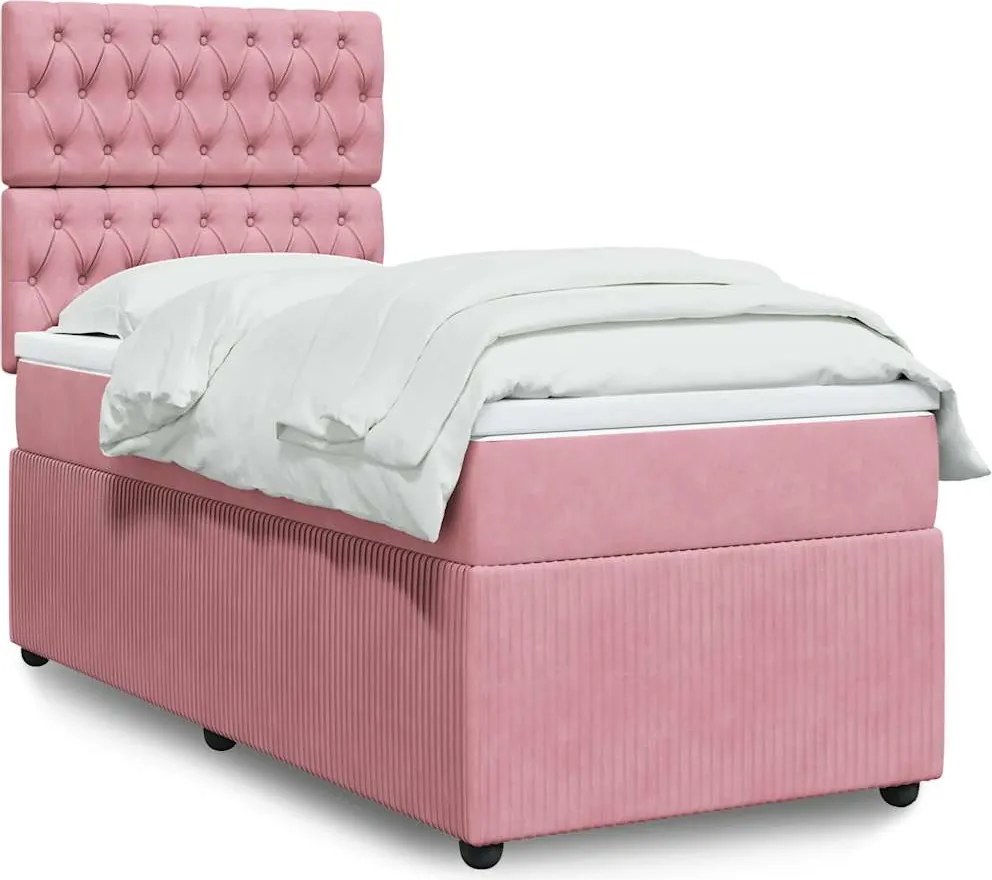 Box spring postel s matrací růžová 100x200 cm samet 3294573