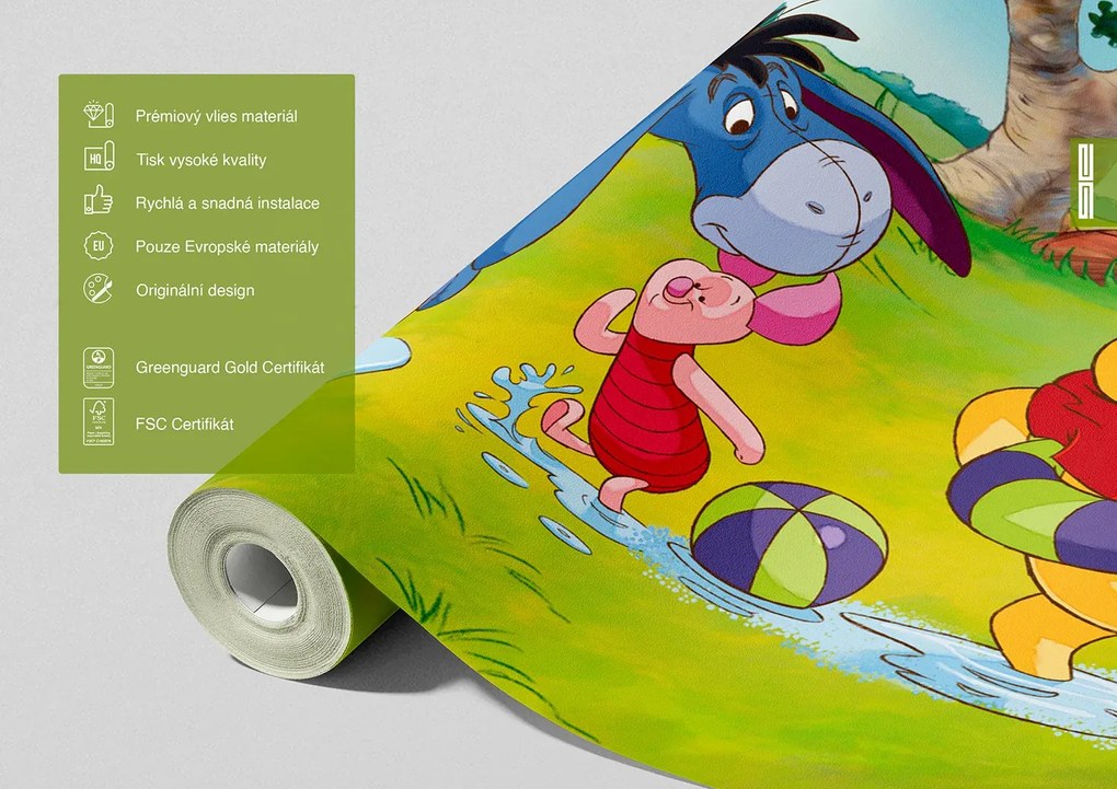 Dětská vliesová fototapeta na zed' Medvídek Pú Čas na plavání, Disney | 202 x 90 cm | DFTDNH 5315