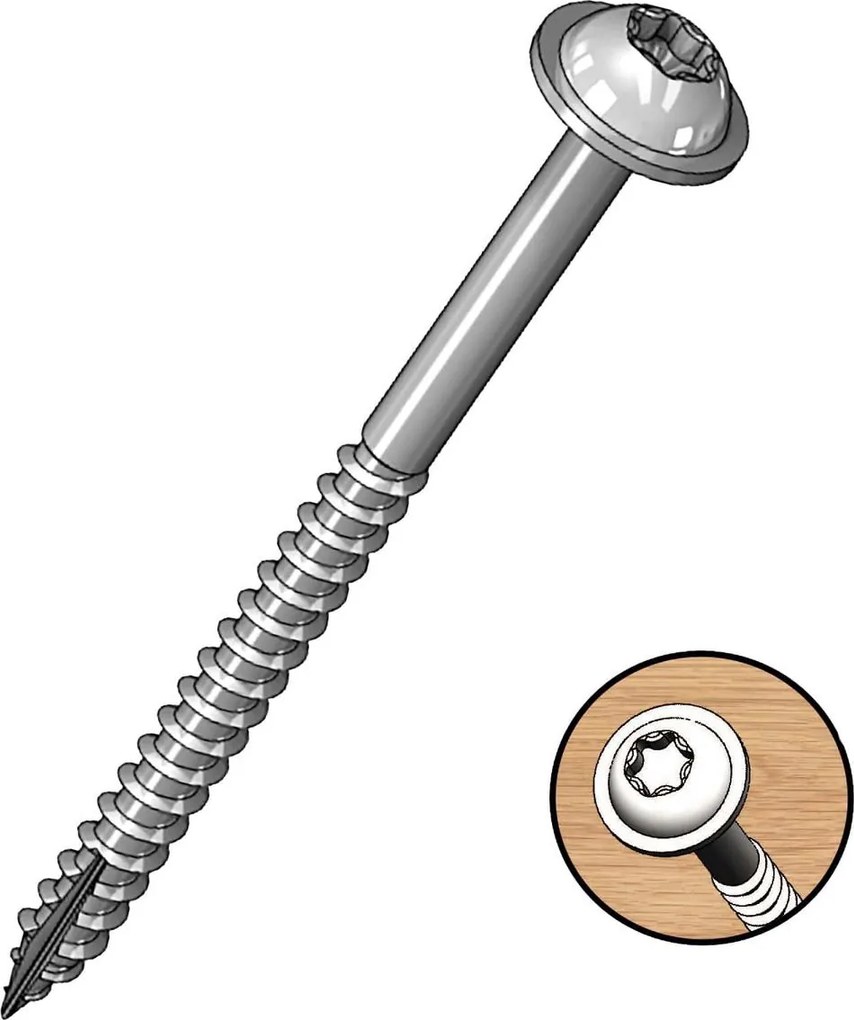 Milescraft PocketScrews – pozinkované samořezné vruty pro kapsové spoje Délka: 64 mm - HD, závit: hrubý (coarse), Obsah balení: 35 ks