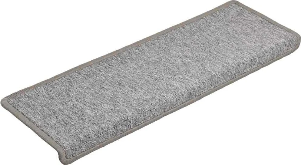 Schodové rohože 15 ks 65 x 21 x 4 cm světle šedé s obdélníkovým okrajem 134570