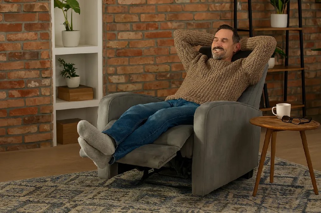 Relaxační křeslo René rozkládací šedé