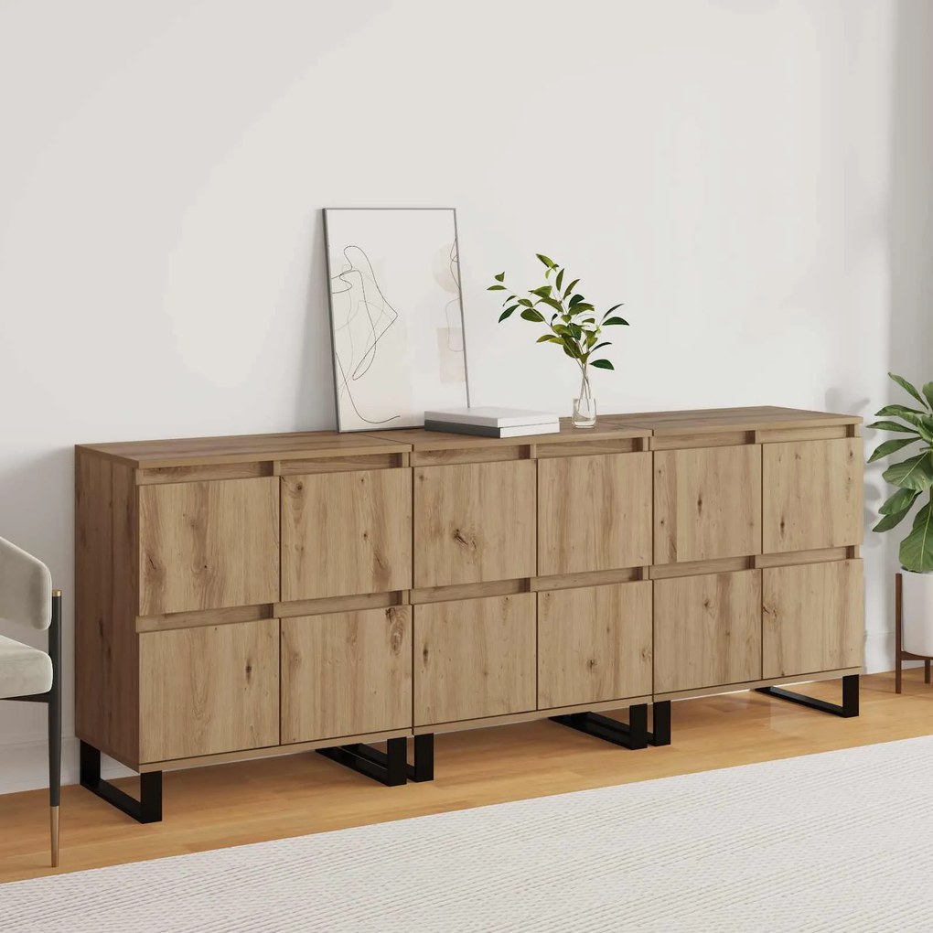 Servírovací skříň 3 ks Artisanový dub 60 x 35 x 70 cm 3394576