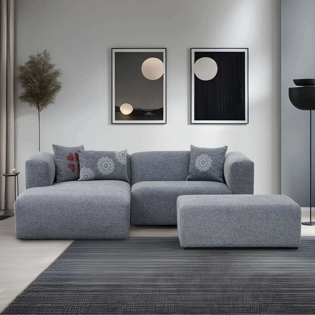 Hanah Home Rohová pohovka LINDEN MINI levá šedá
