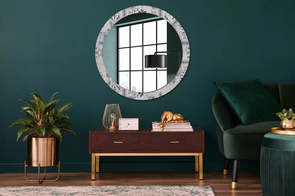 Kulaté dekorativní zrcadlo Retro dlaždice fi 90 cm