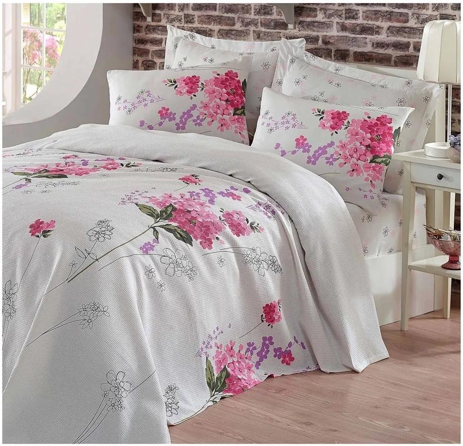 Růžový lehký přehoz přes postel Sumbul, 200 x 235 cm