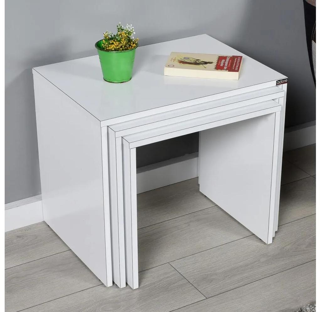 Adore Furniture | SADA 3x Konferenční stolek bílá | AD0132