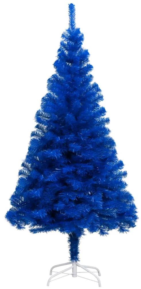 vidaXL Umělý vánoční stromek s LED a sadou koulí modrý 180 cm PVC