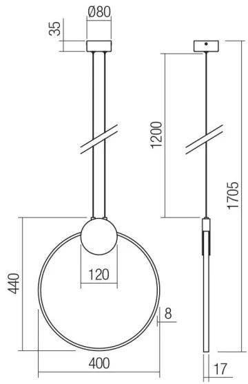 Redo 01-3106 - LED Lustr na lanku ATOM LED/11W/230V pr. 40 cm
