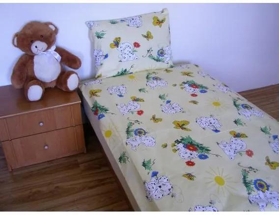 Brotex Povlečení dětské bavlna velká postel Dalmatin žlutý, Výběr zapínání:, Varianta  zipový uzávěr 8594570053587