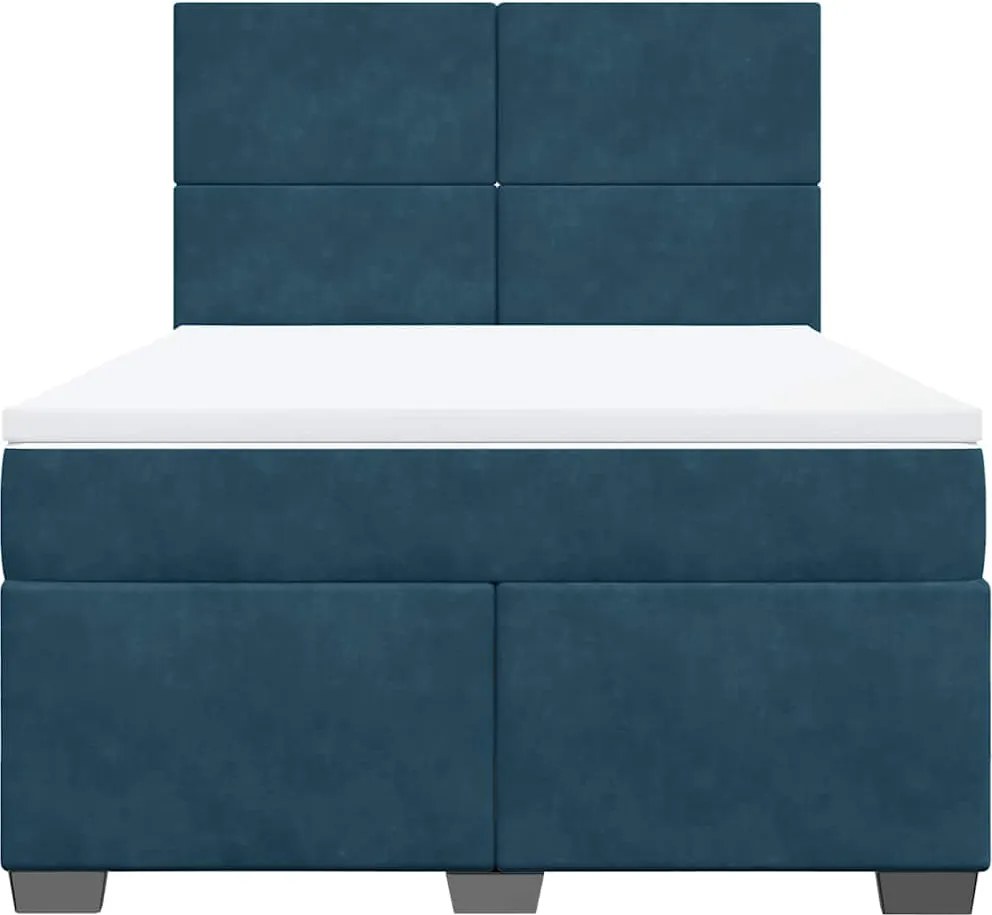 Box spring postel s matrací modrá 140 x 190 cm samet 3293204