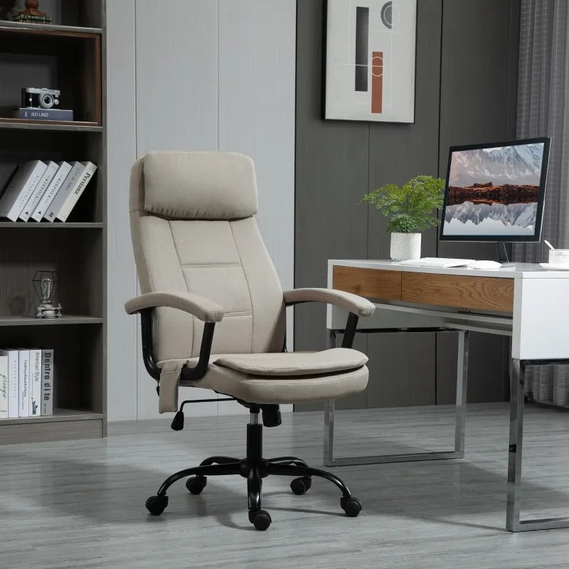 Vinsetto Masážní kancelářská výškově nastavitelná otočná židle, ergonomická, béžová 63 x 70 x 112-121 cm 921-308BG