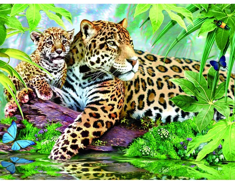 PRIME 3D PUZZLE - Jaguáři u bazénu 100 ks