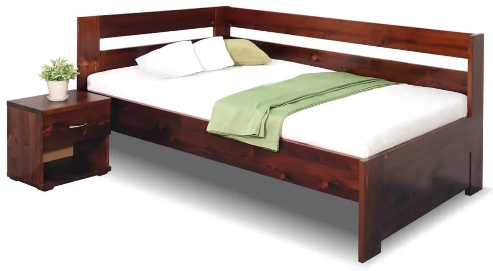 Zvýšená postel Valentin-Levá, 120x200 cm, masiv smrk