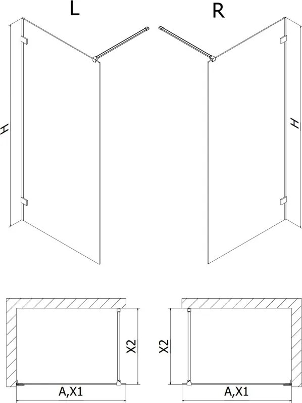 Mexen Lunar sprchová stěna Walk-in levá 110 x 200 cm, transparentní 8 mm, chrom - 830-110-000-01-00-L