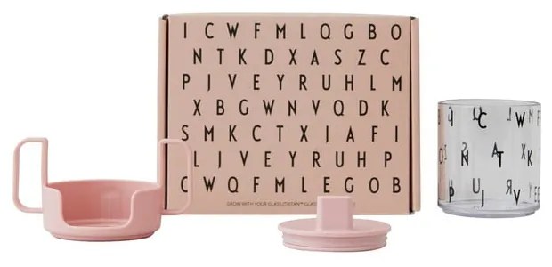 Růžový dětský hrnek Design Letters Grow With Your Cup