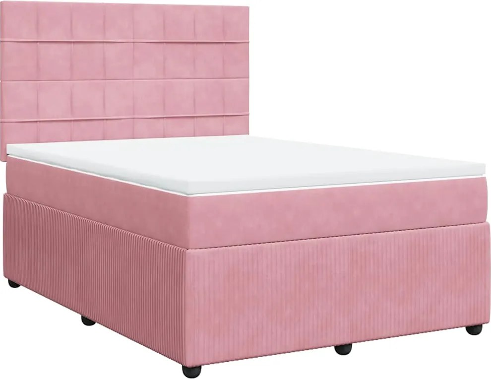 Box spring postel s matrací růžová 140x200 cm samet 3294663