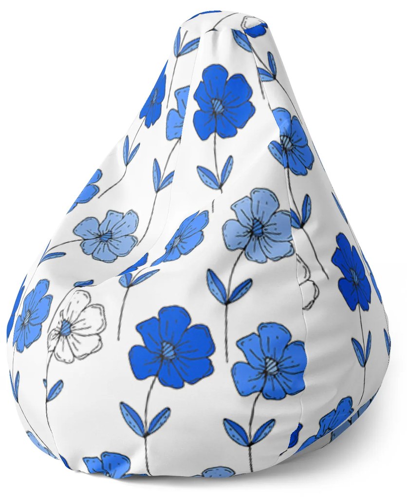 Sedací vak SABLIO - Modré květiny 150x100