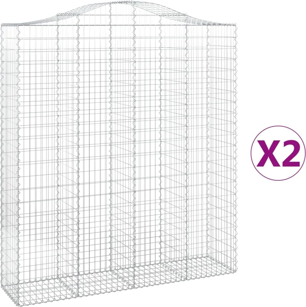 Klenuté gabionové koše 2 ks 200x50x220/240cm pozinkované železo 3145766