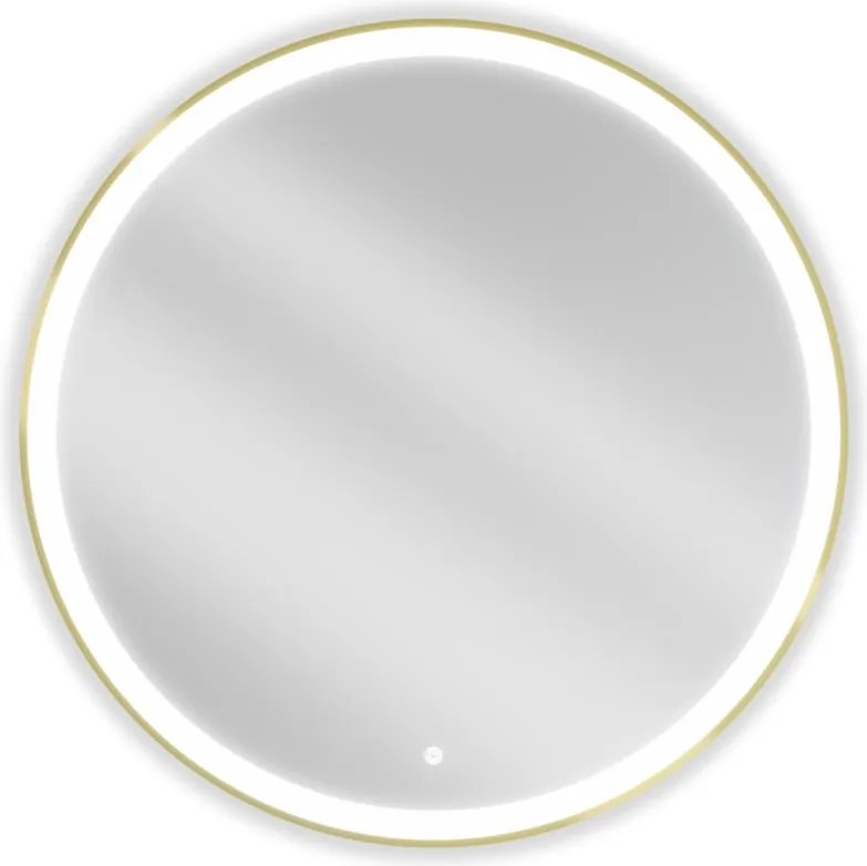 Mexen Esso kulaté podsvícené koupelnové zrcadlo, průměr 90 cm, LED 6000K, antifog, zlatý rám - 9825-090-090-611-50