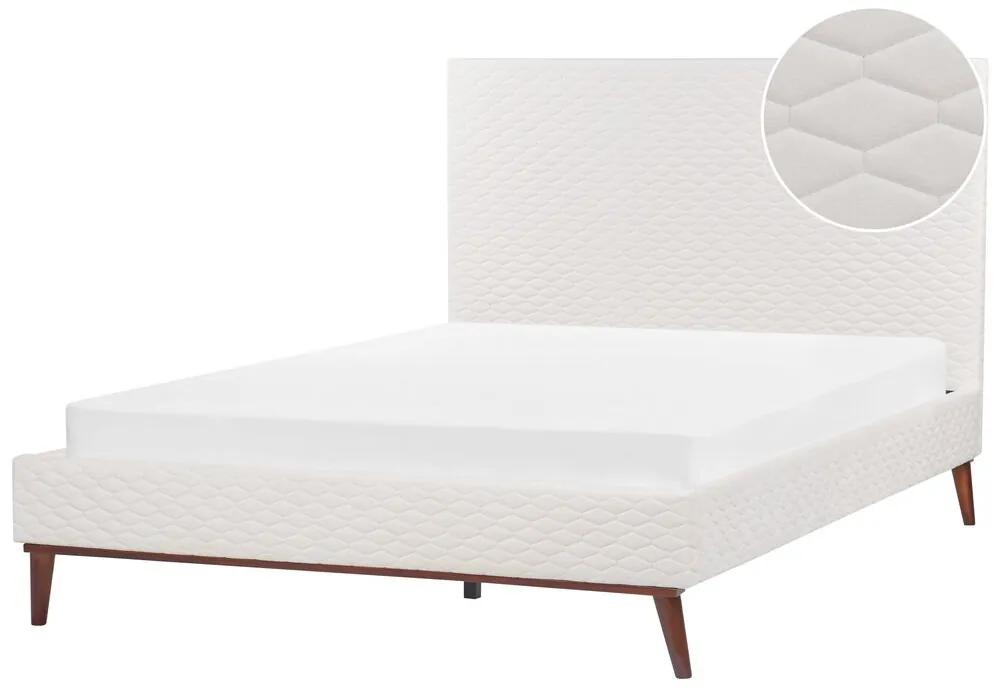 Sametová postel 160 x 200 cm bílá BAYONNE Beliani