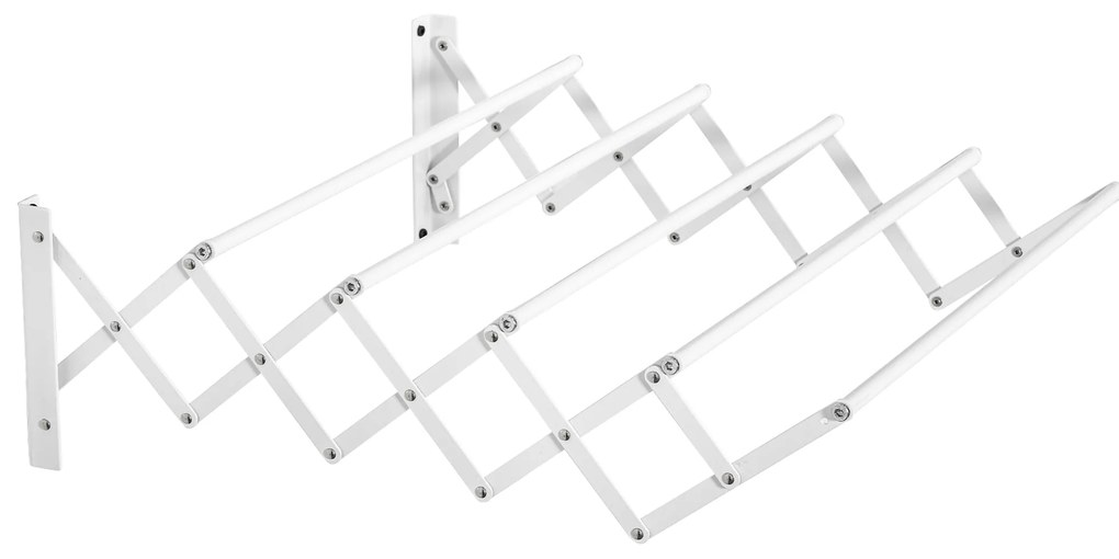 HOMCOM Nástěnný sušák na prádlo 57,5 cm prostorově úsporný kůň na prádlo pro interiér i exteriér Kov v bílé barvě 63,5 x 60 x 20 cm