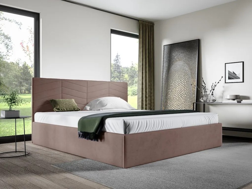 Eka Čalouněná postel ANNA 160x200 cm Barva látky Trinity: Modrá (Trinity 2313), Úložný prostor: Bez úložného prostoru