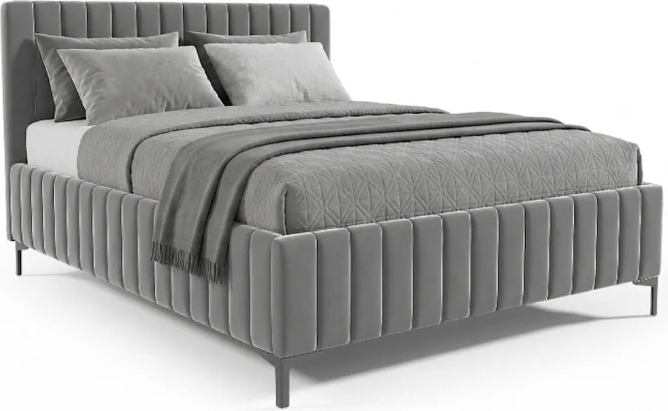 Eka Čalouněná postel INTIMA+ 160x200 cm Barva látky Trinity: Krémově bíla (Trinity 2301), Úložný prostor: S kovovým rámem úložného prostoru, Barva nožek postele: Černá