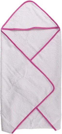 Osuška s kapucí růžový lem 80x80 cm 100% bavlna froté