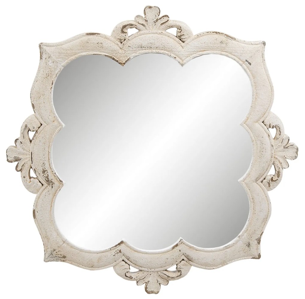 Krémové vintage zrcadlo v ornamentovém rámu Onia - 56*2*56 cm