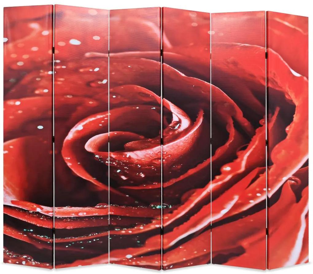 Skládací paraván 228 x 180 cm růže červený