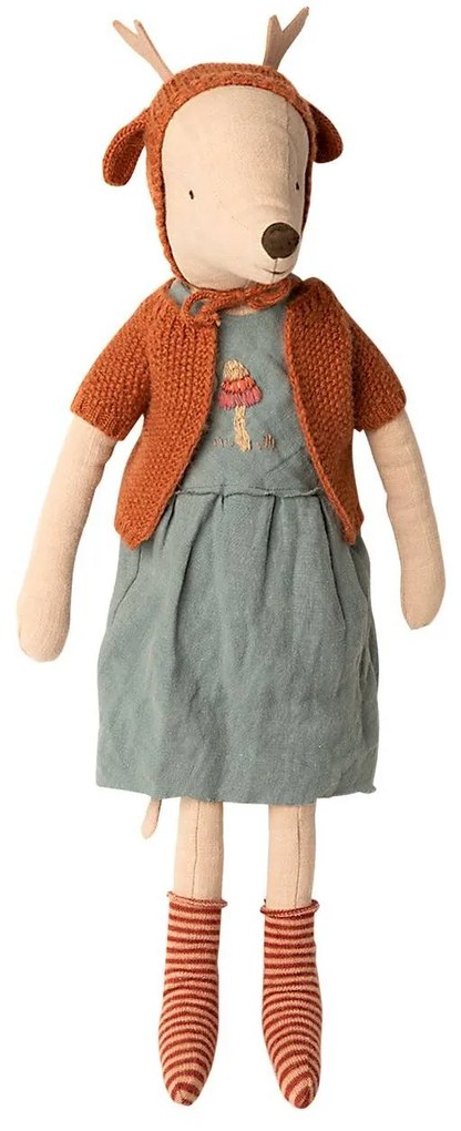 Maileg Myška Deer Girl Maxi - 50 cm, oranžová barva, béžová barva, textil