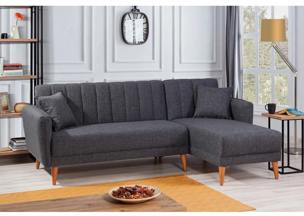 Atelier del sofa Rozkládací rohová pohovka AQUA tmavě šedá pravý roh 867UNQ1404