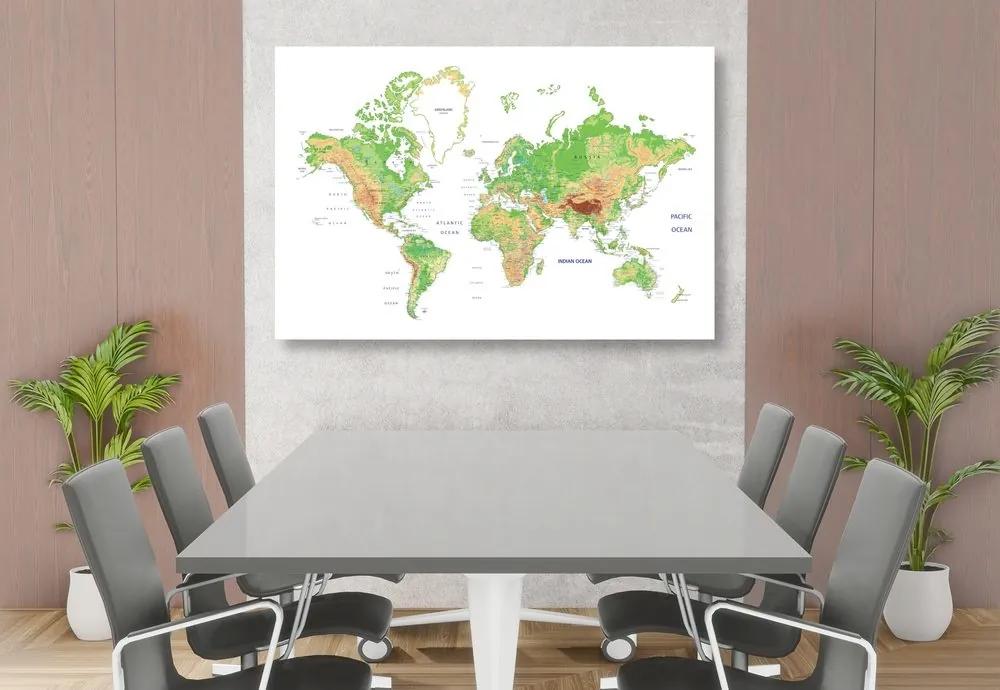 Obraz klasická mapa světa s bílým pozadím - 60x40 cm