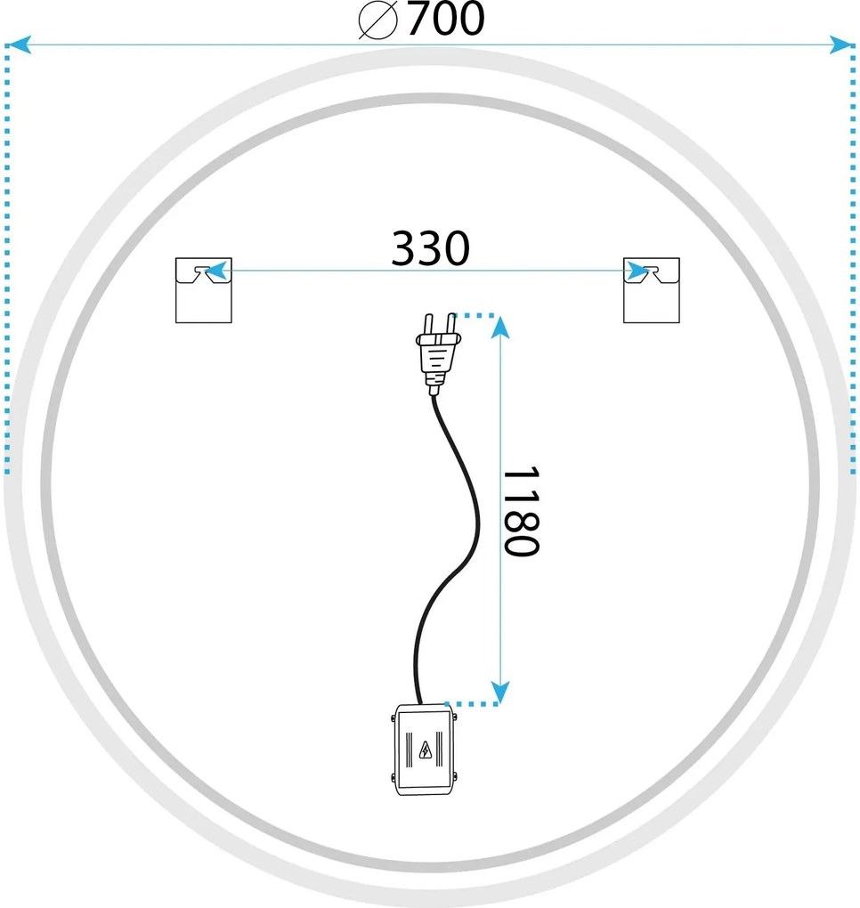 Tutumi Zrcadlo ⌀70 cm s vyhříváním a regulovatelným LED osvětlením HOM-00204