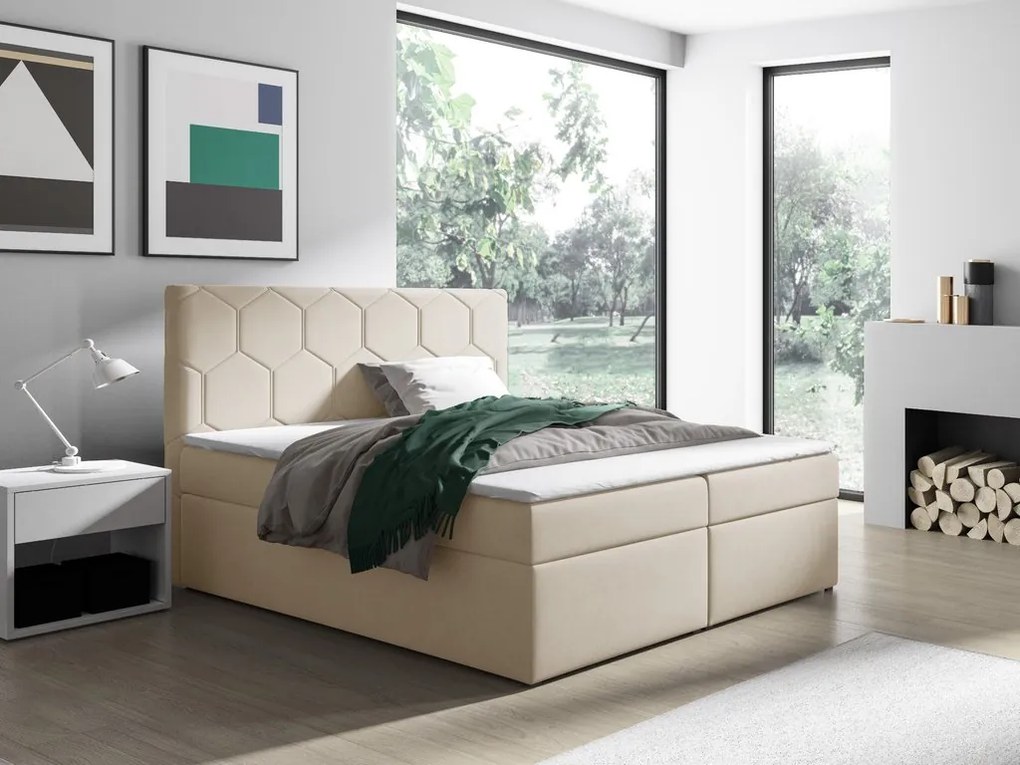 Eka Kontinentální čalouněná postel MEDOX - Trinity (140x200 cm) Barva látky Trinity: Tmavě hnědá (Trinity 2308)
