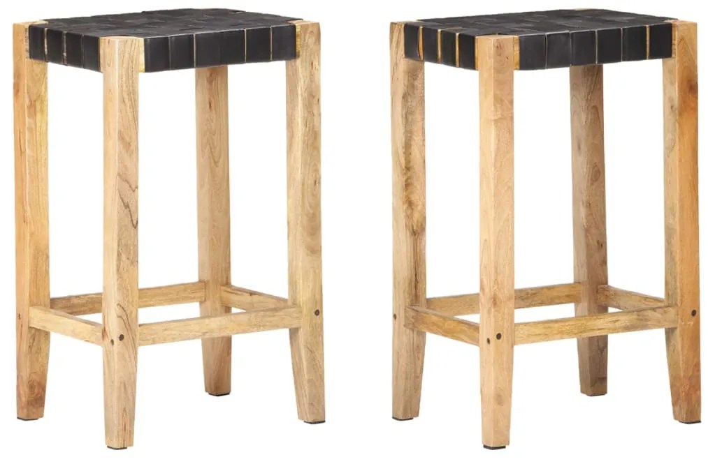vidaXl Barové stoličky 2 ks černé pravá kůže 75 cm 321835