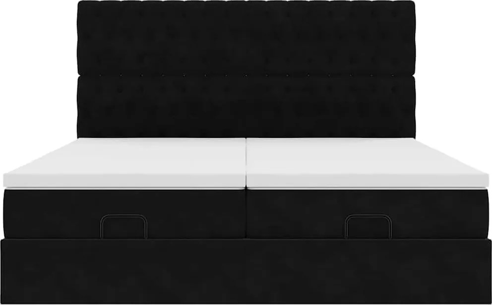 Osmanský rám postele s matracíes černá 180x200cm samet 3313792