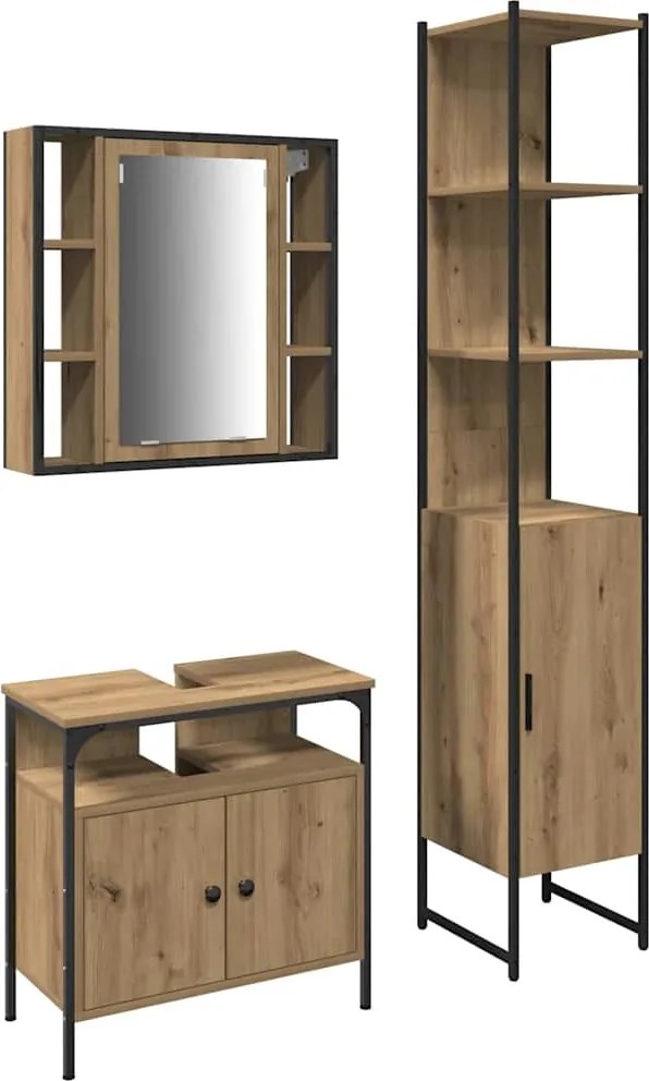 Sada koupelnového nábytku 3 ks Artisanový dub 3334394