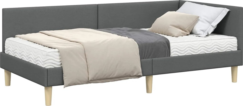 Rohový rám postele s matrací Jiný s čelo 2 ks Šedá textil 3393734