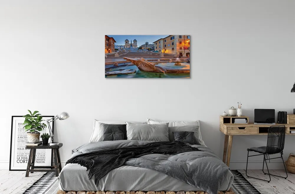Obrazy na plátně Řím Sunset kašna budovy 125x50 cm