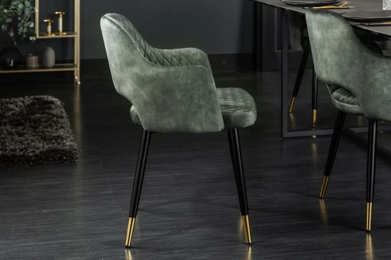 Designová židle Laney šedozelený samet