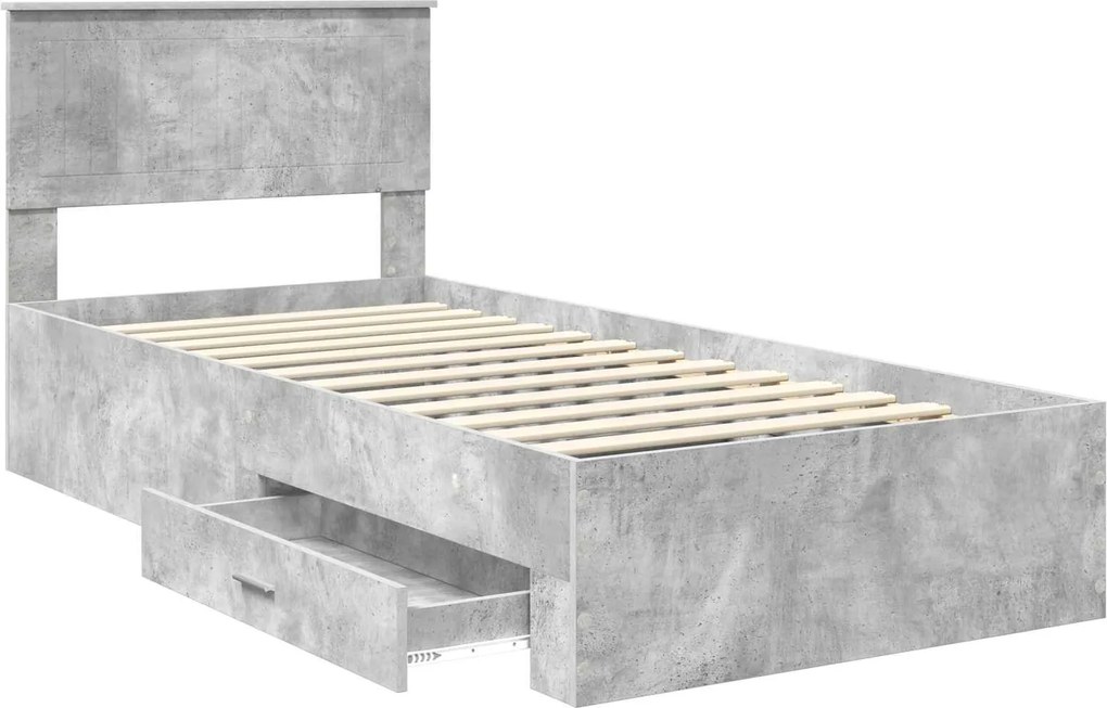 Rám postele s čelo Betonově šedá 90 x 190 cm Kompozitní dřevo 3410952