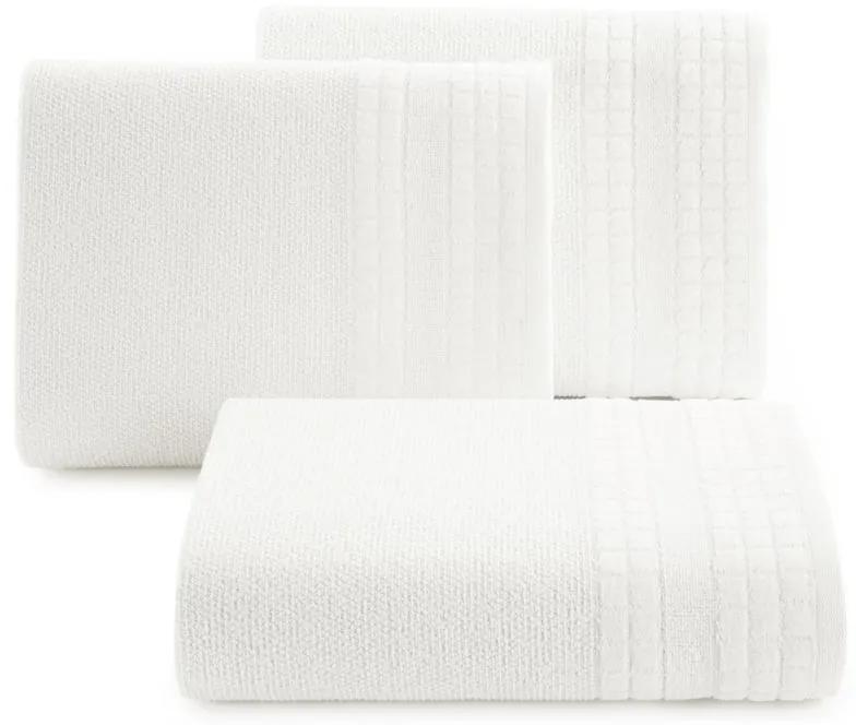 Bílý ručník CUBA se zvýrazněným károvaným okrajem 50x90 cm Rozměr: 50 x 90 cm