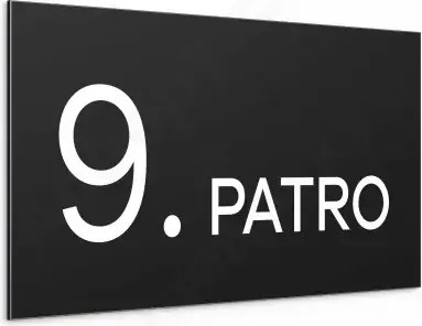 ACCEPT Označení podlaží "9. PATRO" - stříbrná tabulka - černý popis