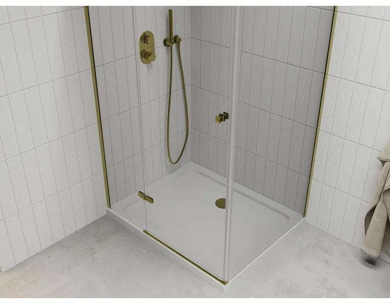 Mexen Roma sprchový kout 70 x 100 cm, čiré sklo-zlaty profil + sprchová vanička, 854-070-100-50-00-4010